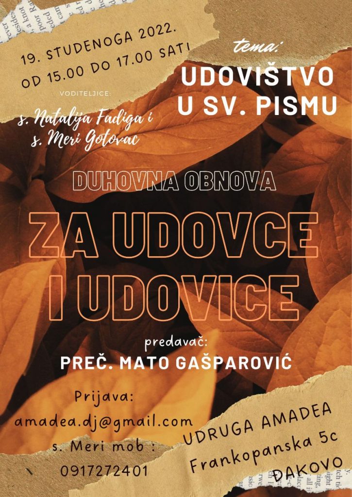 Duhovna obnova za udovce i udovice | Milosrdne sestre sv. Križa
